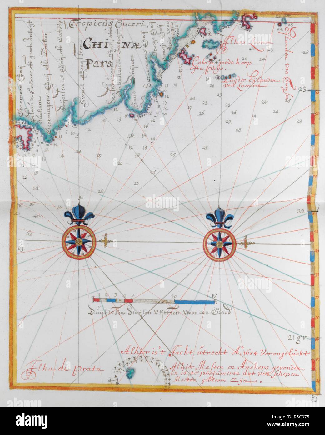 Map showing a very small part of the coast of China. DUTCH PORTOLANO ...