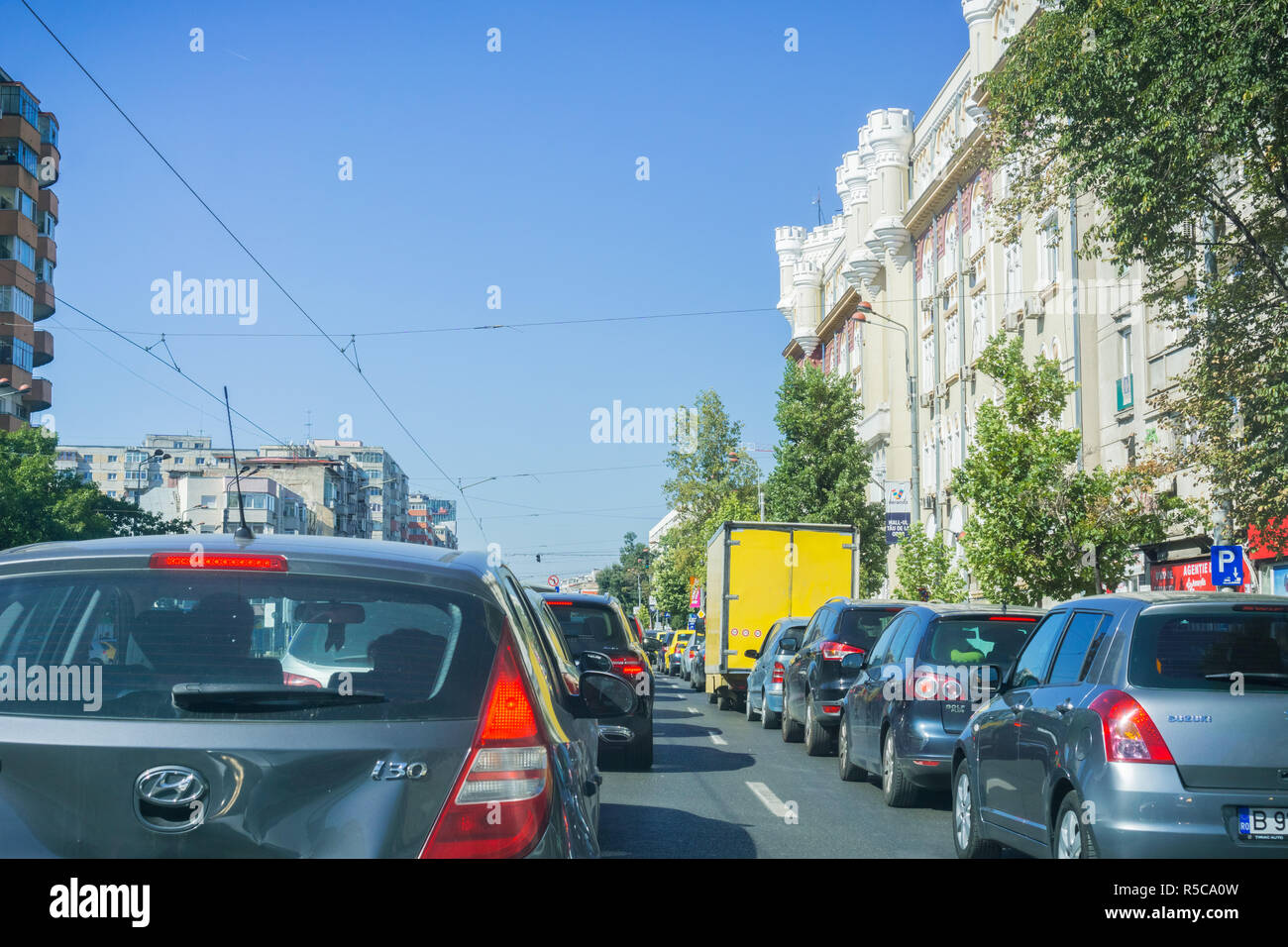 September 16, 2017 Bucharest/Romania - Busy traffic on one of the city ...