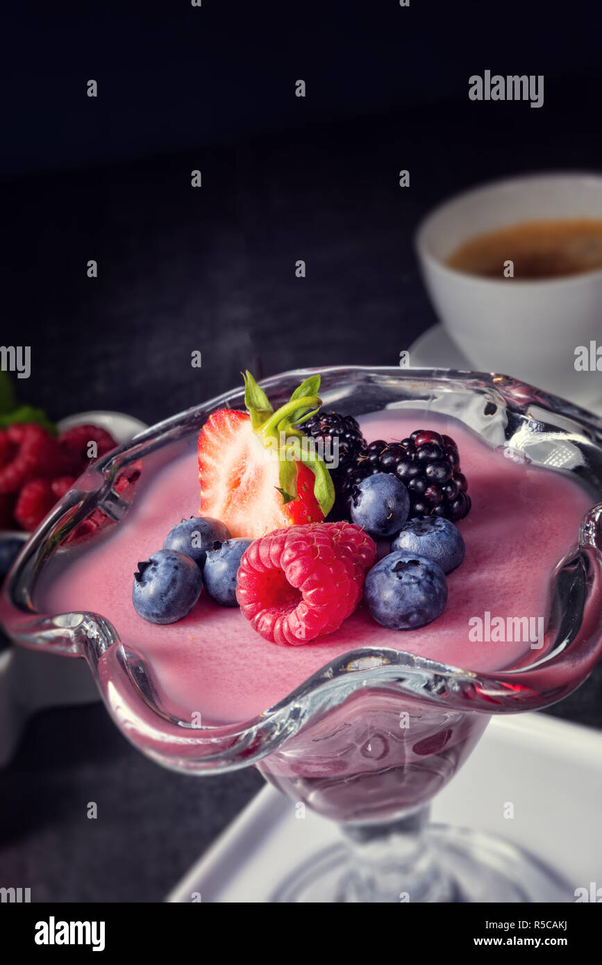 delicious pudding with wild berry Stock Photo - Alamy