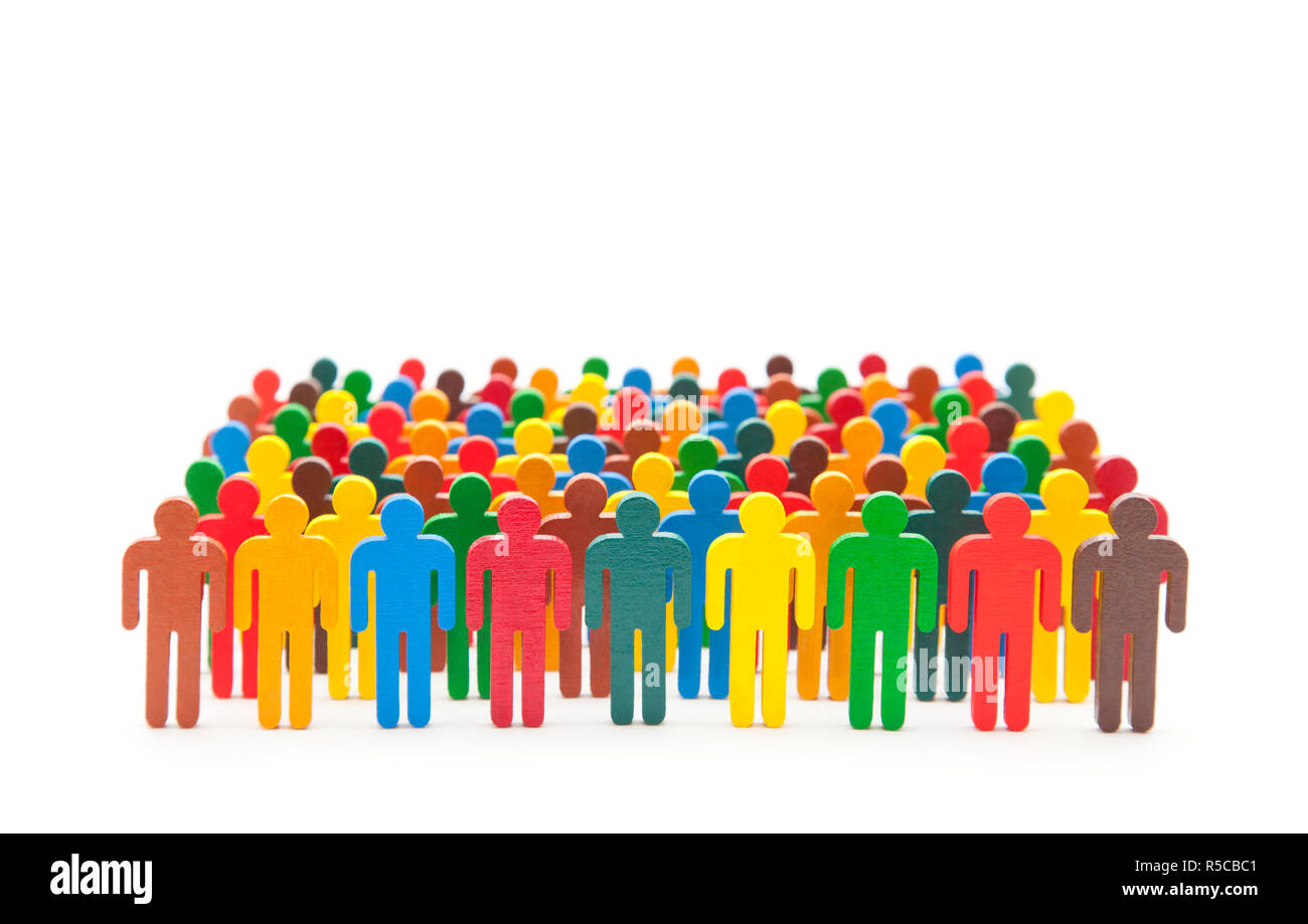 Colorful painted group of people figures on white background Stock ...