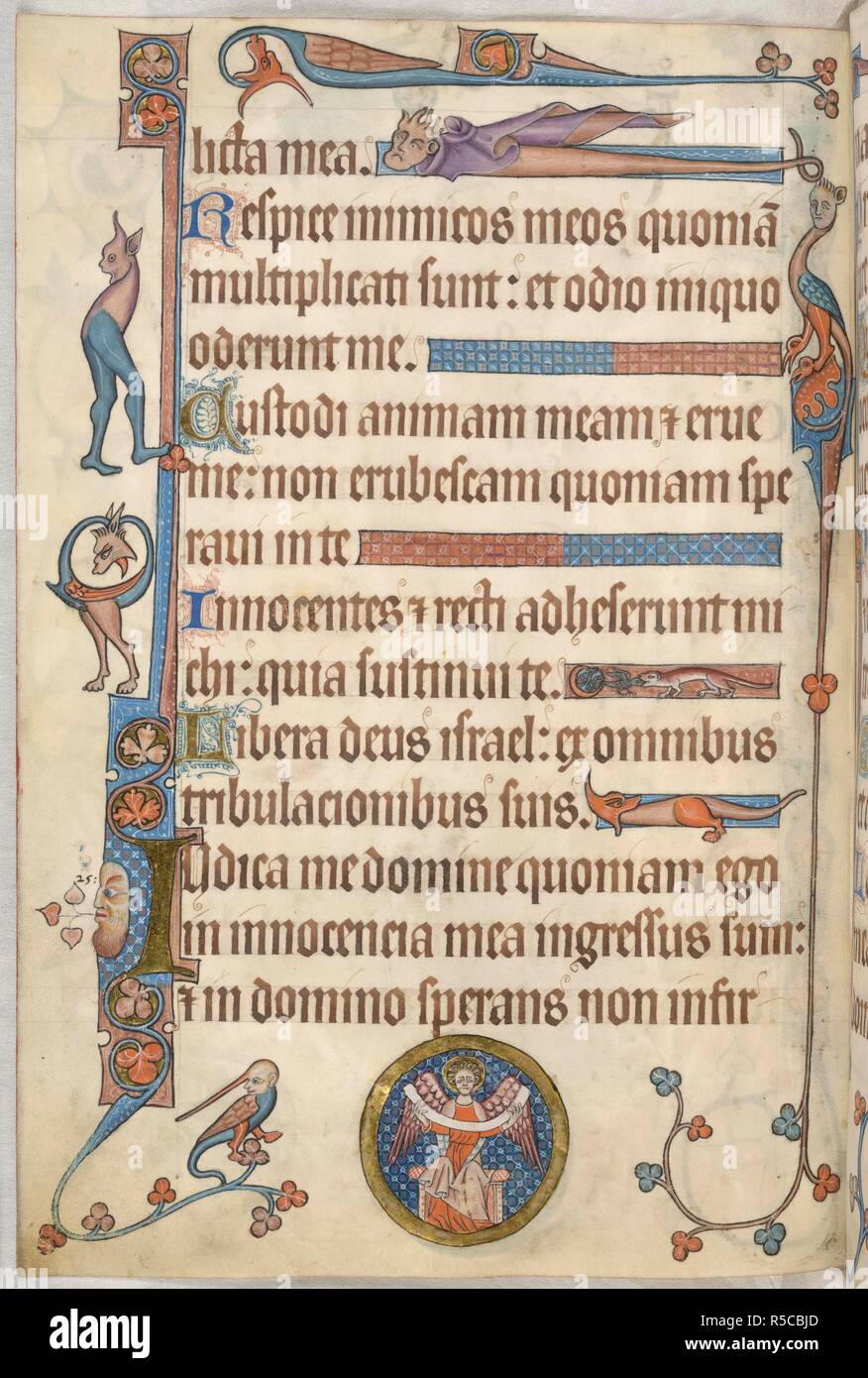 Psalm 25; Angel of St Matthew. Luttrell Psalter. England [East Anglia ...