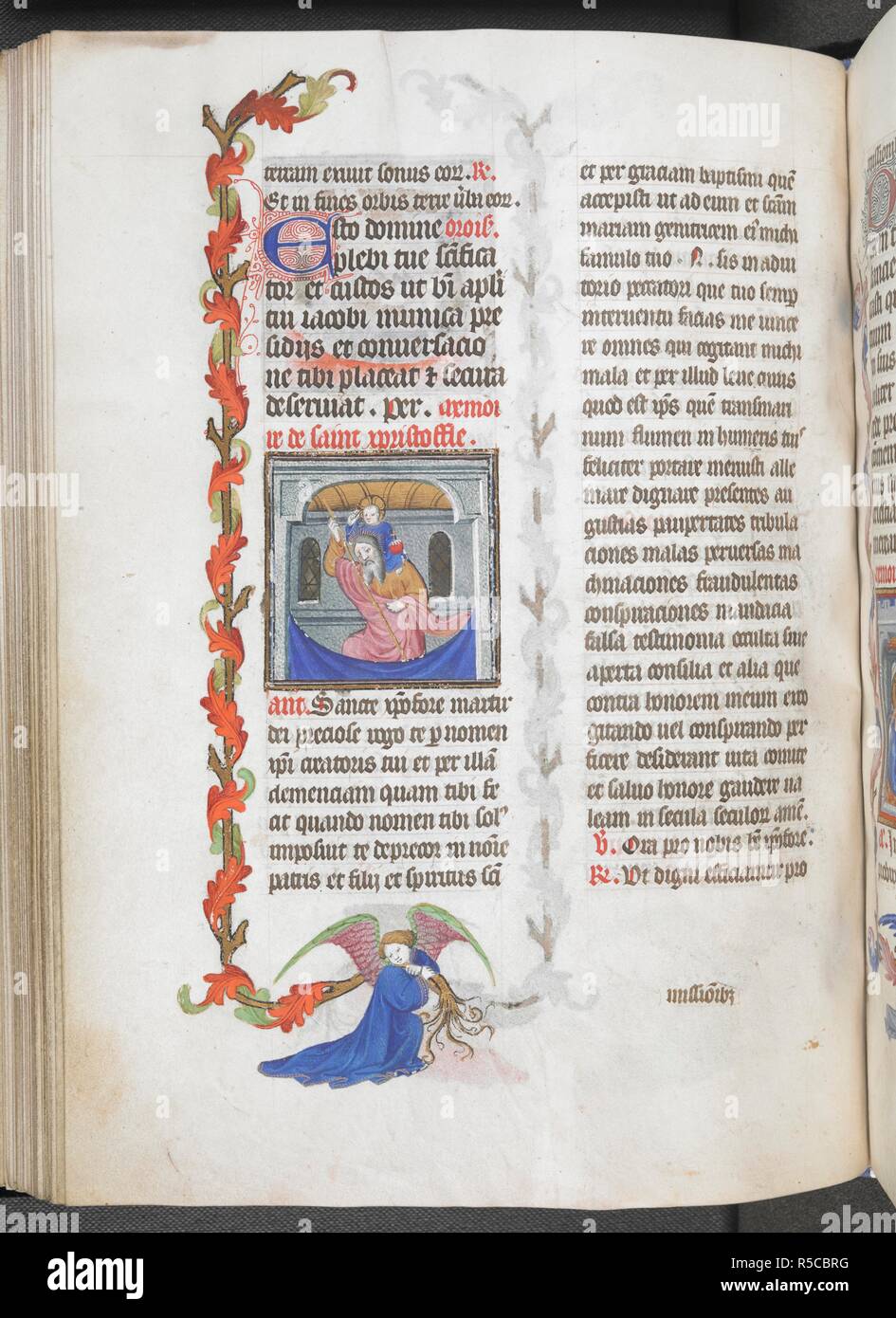 Christopher With Partial Foliate Border Carried By An Angel Book Of