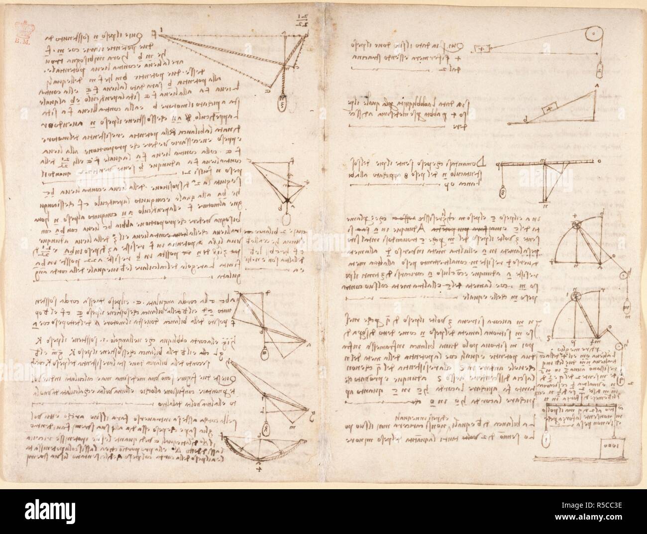 Leonardo da Vinci's notes. Notebook of Leonardo da Vinci. early 16th ...