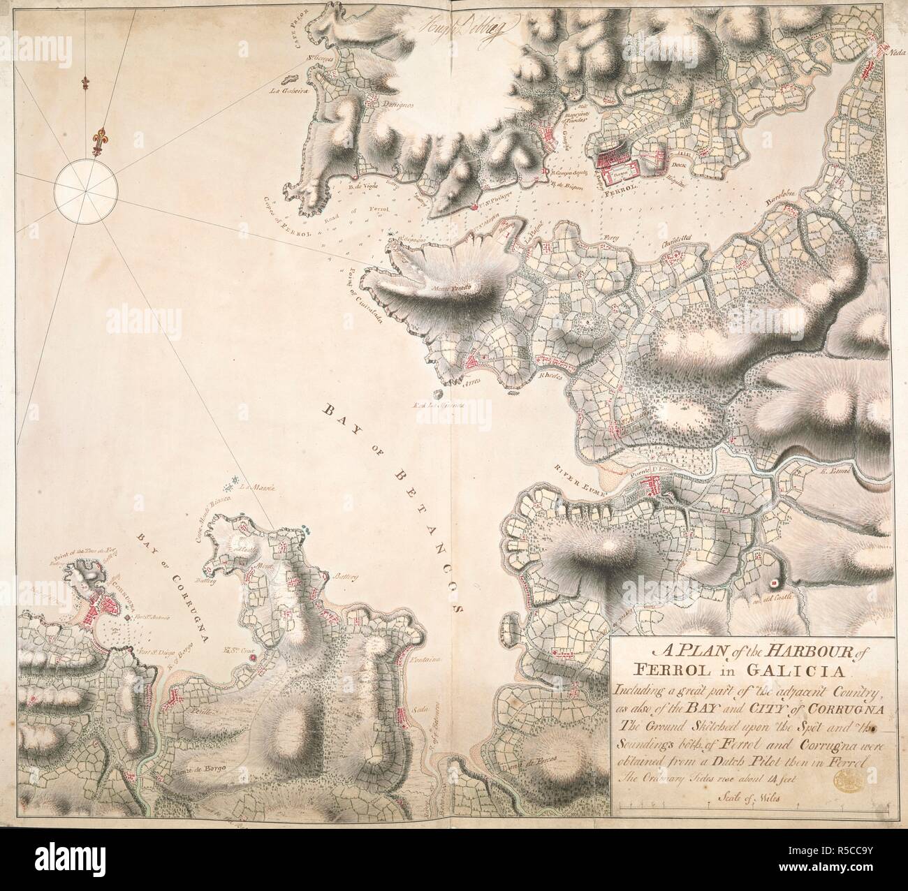 A coloured plan of the harbour of Ferrol, in Galicia. ca. 1767. Source ...