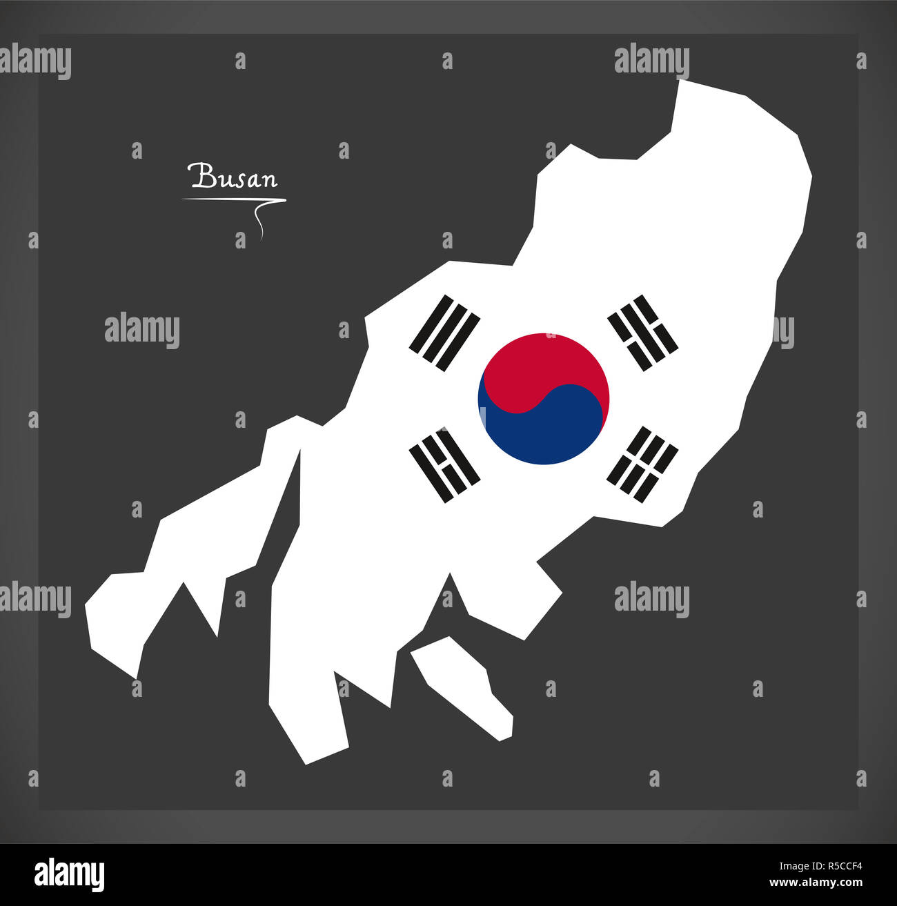 Busan map with South Korean national flag illustration Stock Photo - Alamy