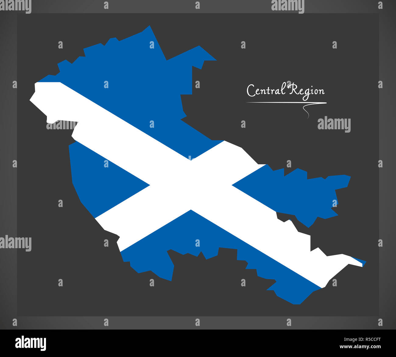 Central Region of Scotland map with Scottish national flag illustration ...
