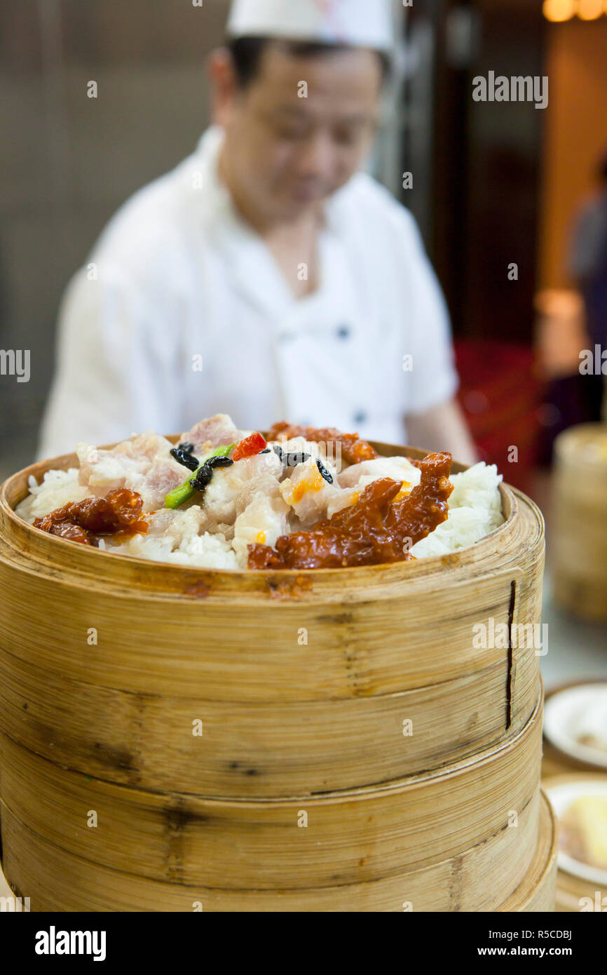 Dim Sum preparation in a restaurant kitchen in Hong Kong, China (PR/MR ...