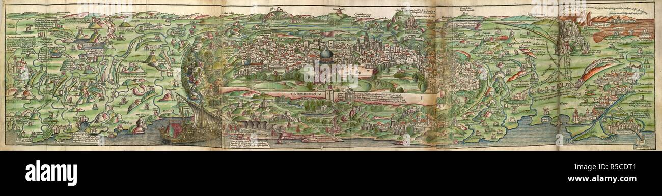 Jerusalem. Peregrinatio in Terram Sanctam. 1486. Pictorial map of ...