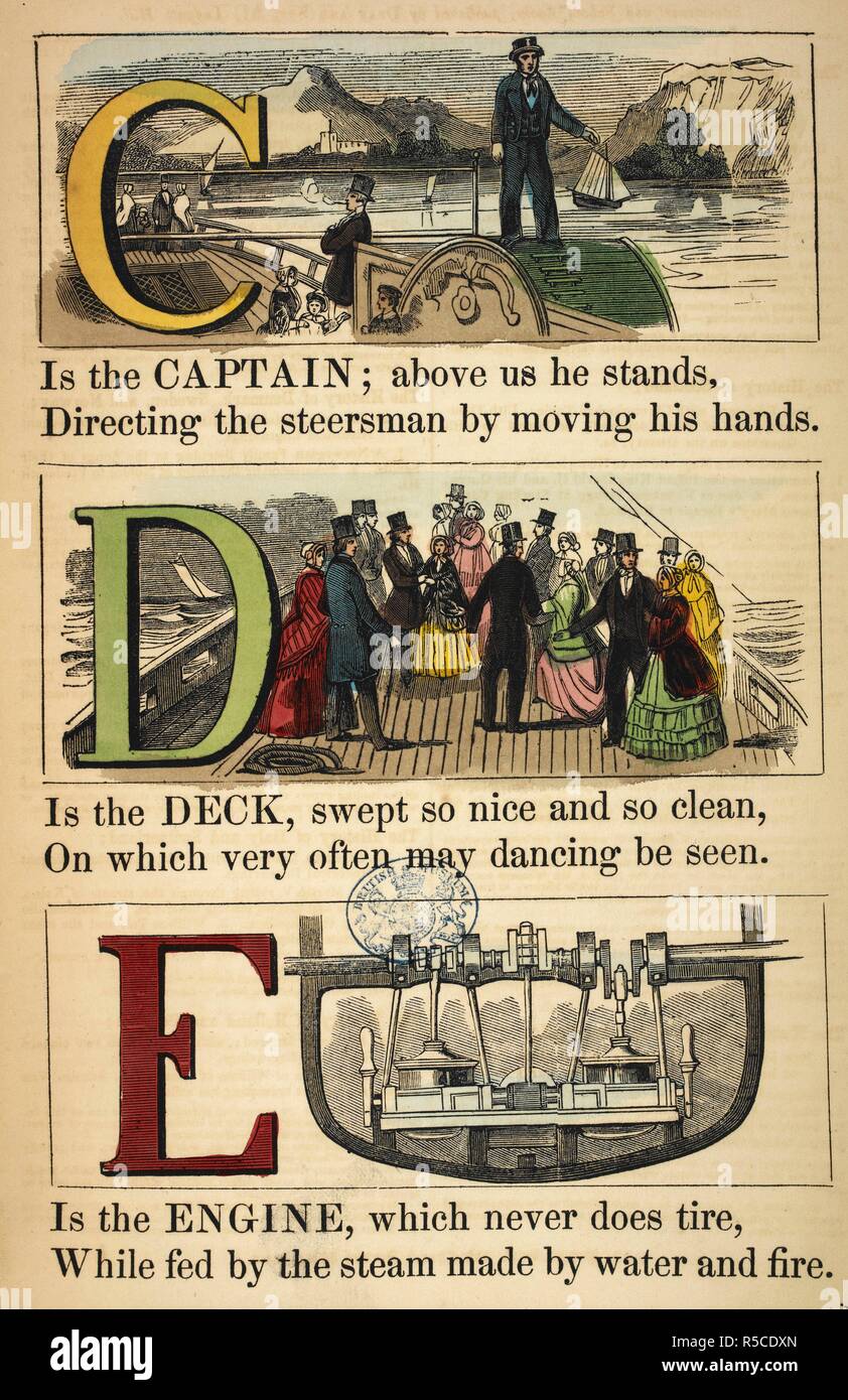 C is for captain. D is for deck. E is for engine. Dean's steam-boat ...
