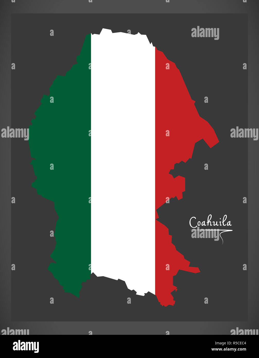 Coahuila map with Mexican national flag illustration Stock Photo - Alamy
