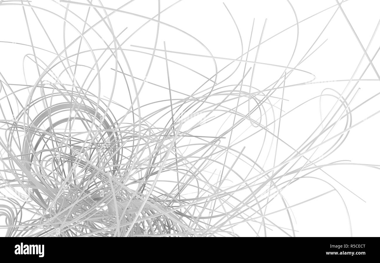 tangled wires white, abstract background Stock Photo - Alamy
