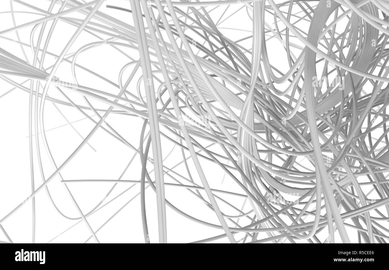 tangled wires white, abstract background Stock Photo - Alamy