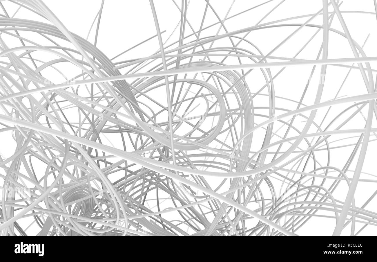 tangled wires white, abstract background Stock Photo - Alamy