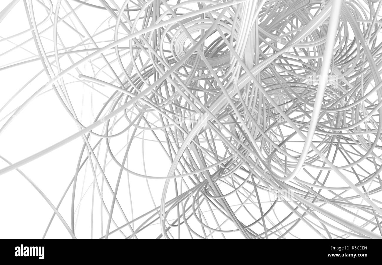 tangled wires white, abstract background Stock Photo - Alamy