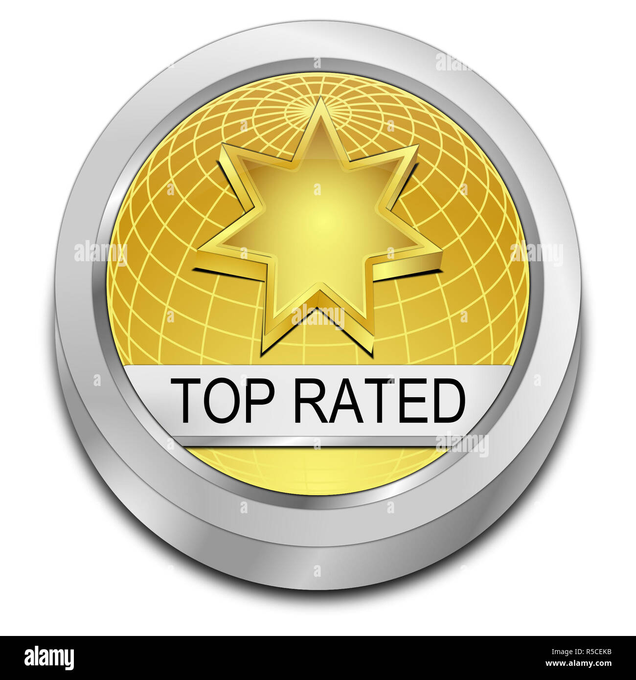 decorative golden Top Rated Button - 3D illustration Stock Photo - Alamy