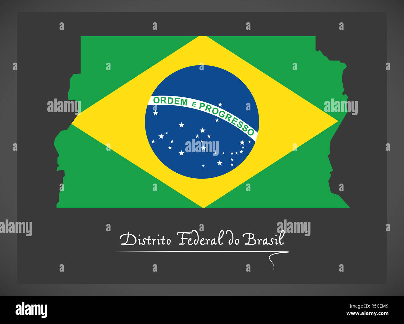 Distrito Federal do Brasil map with Brazilian national flag ...