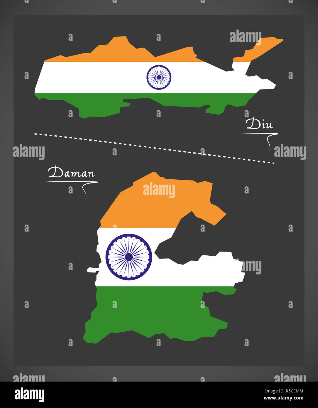 Diu and Daman map with Indian national flag illustration Stock Photo ... Diu and Daman map with Indian national flag illustration Stock Photo ...