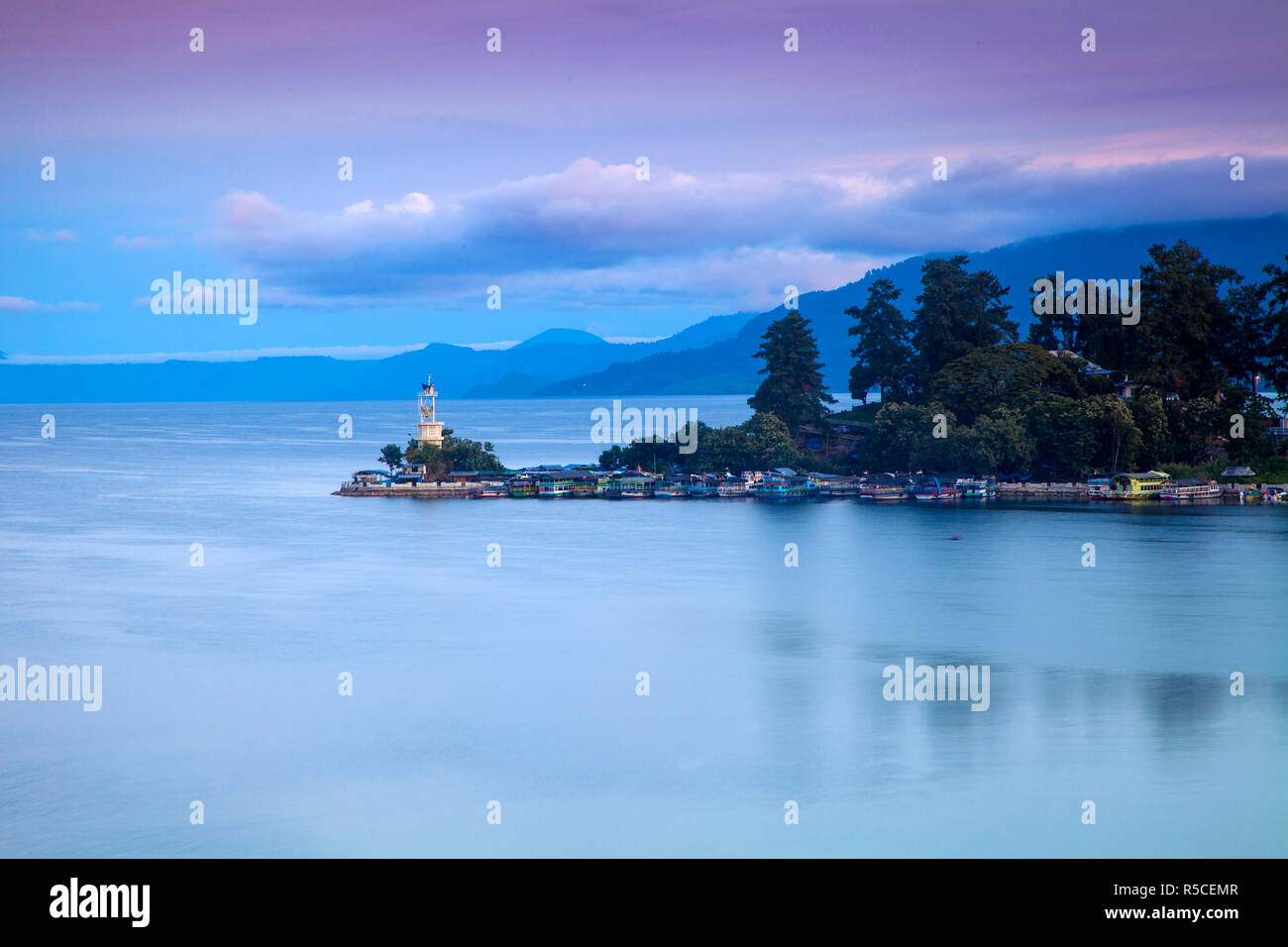 Indonesia, Sumatra, Samosir Island, Lake Toba, Parapat, View of ...