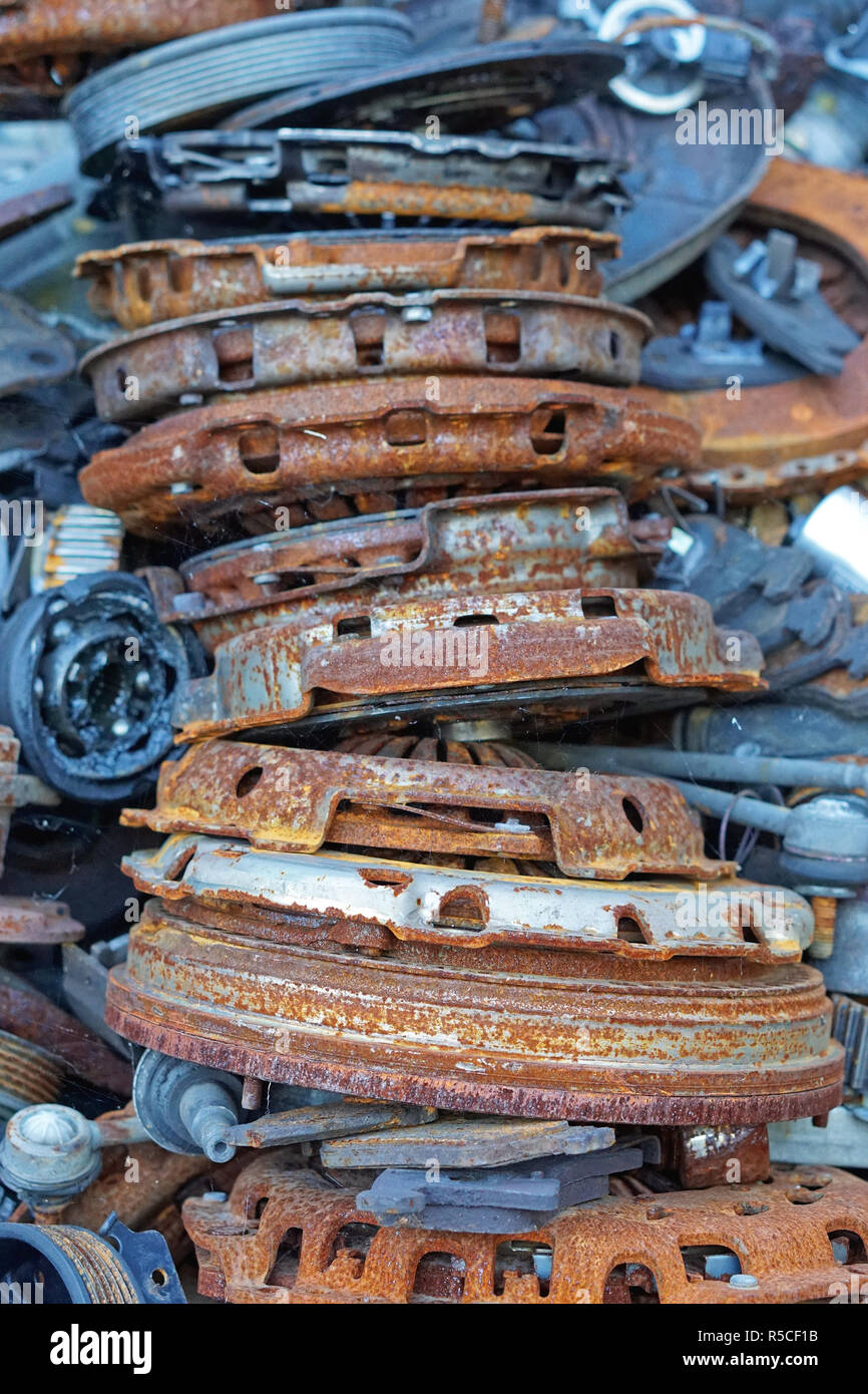 Rusty old clutch discs car parts scrap recycling Stock Photo - Alamy