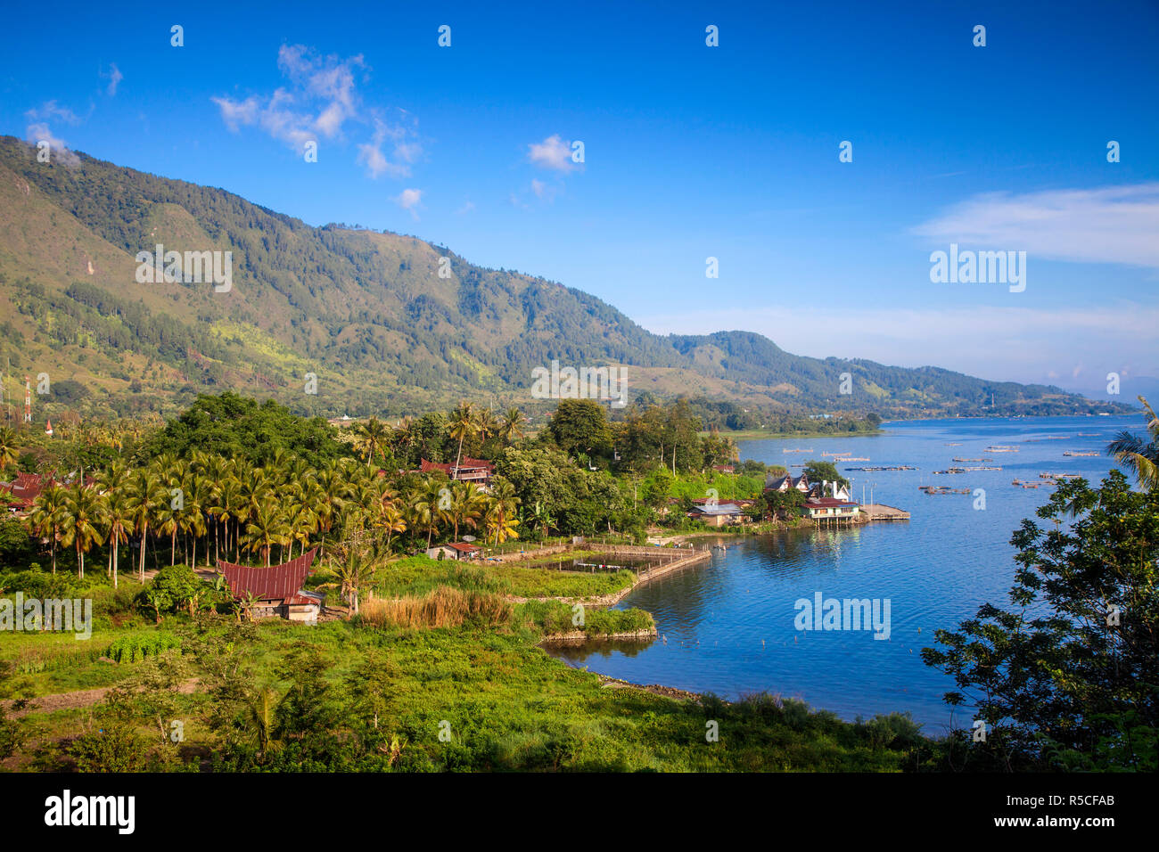 Indonesia, Sumatra, Samosir Island, Lake Toba, looking towards ...
