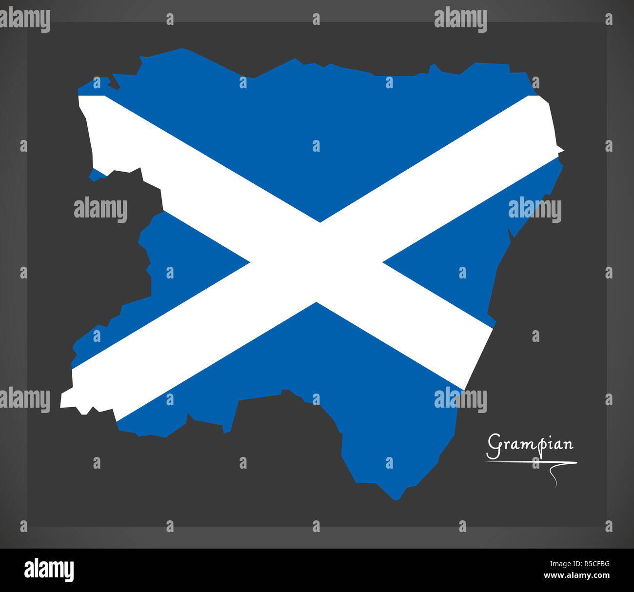 Grampian map with Scottish national flag illustration Stock Photo - Alamy