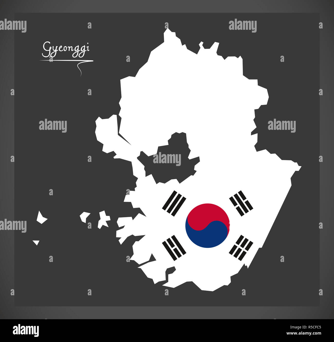 Gyeonggi map with South Korean national flag illustration Stock Photo ...