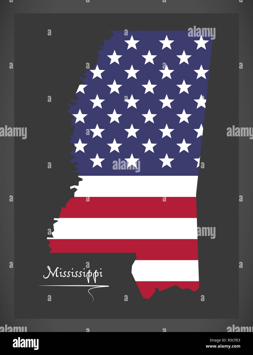 Mississippi map with American national flag illustration Stock Photo ...