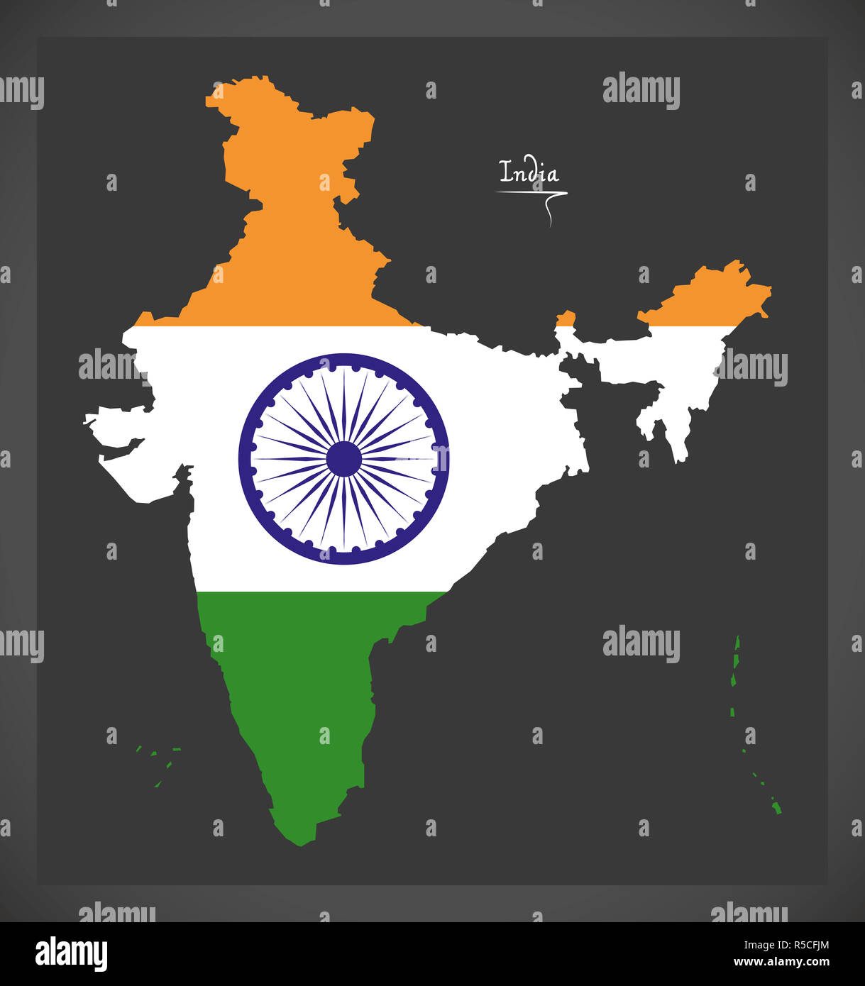 India map with Indian national flag illustration Stock Photo - Alamy