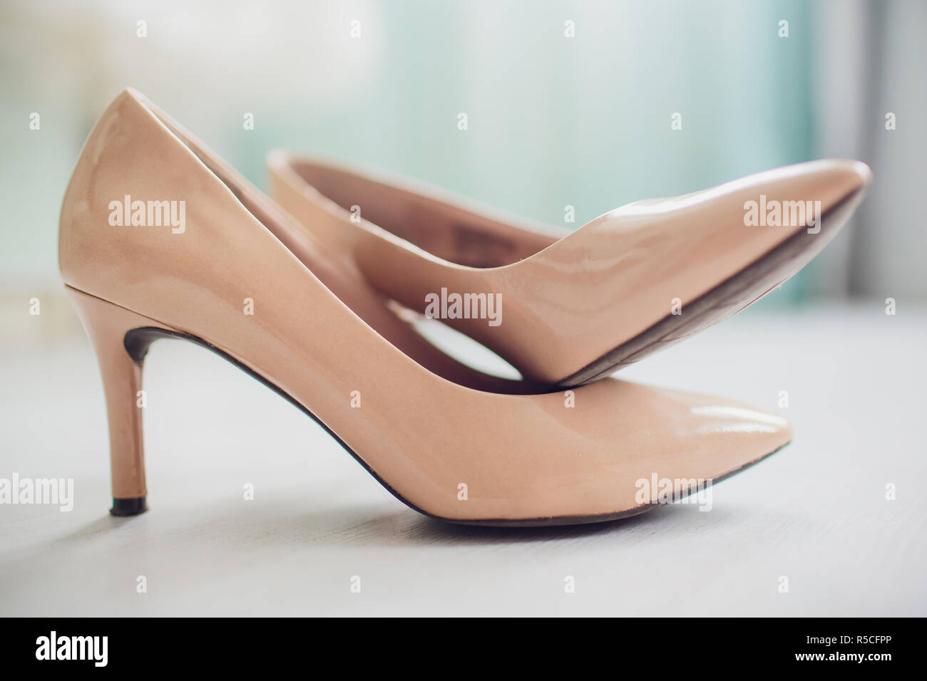shoes on white background female side view Stock Photo - Alamy