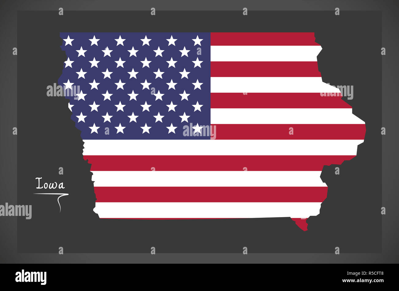 Iowa map with American national flag illustration Stock Photo - Alamy