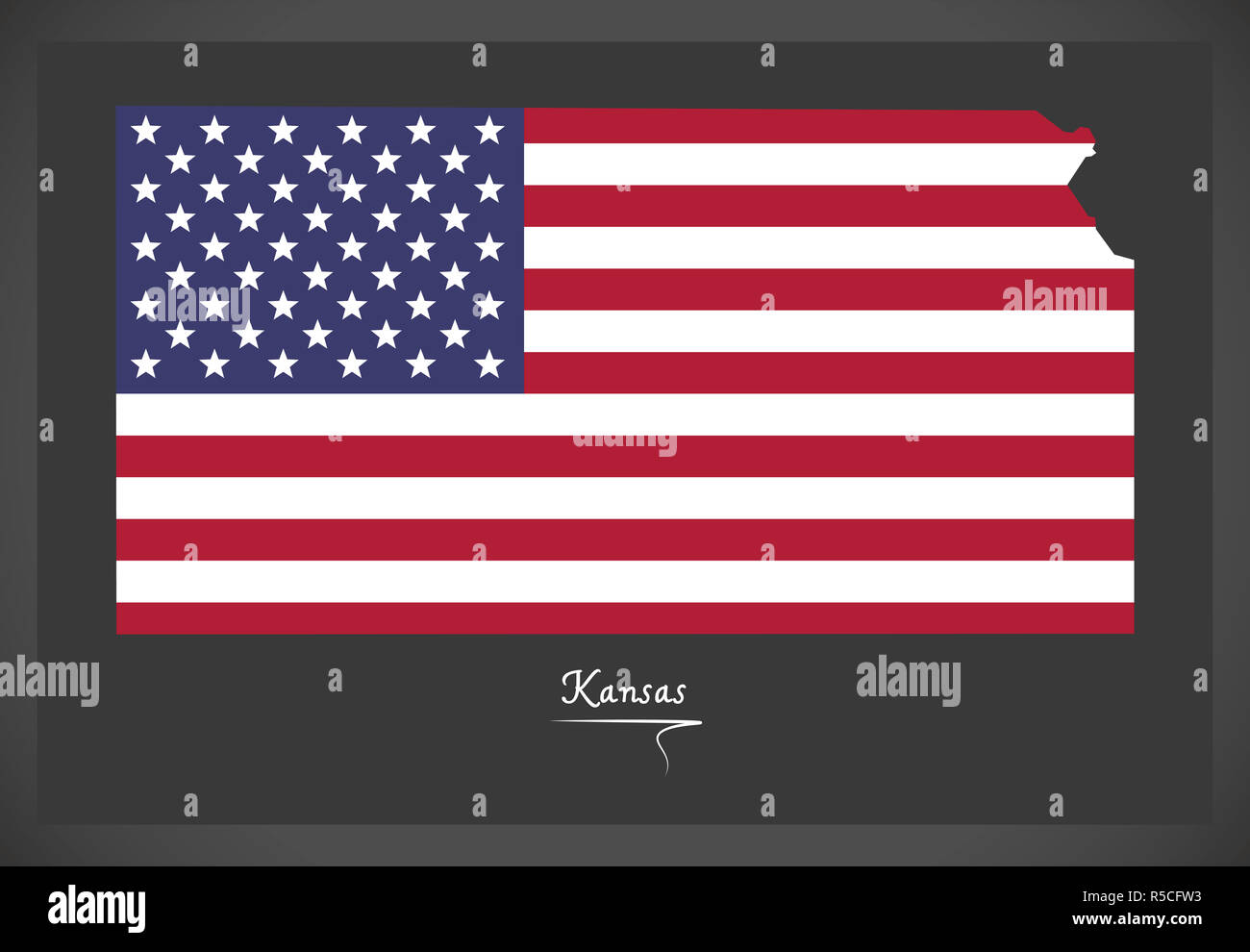Kansas map with American national flag illustration Stock Photo - Alamy