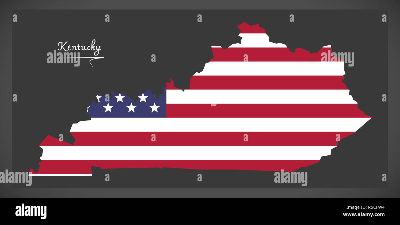 Kentucky map with American national flag illustration Stock Photo - Alamy