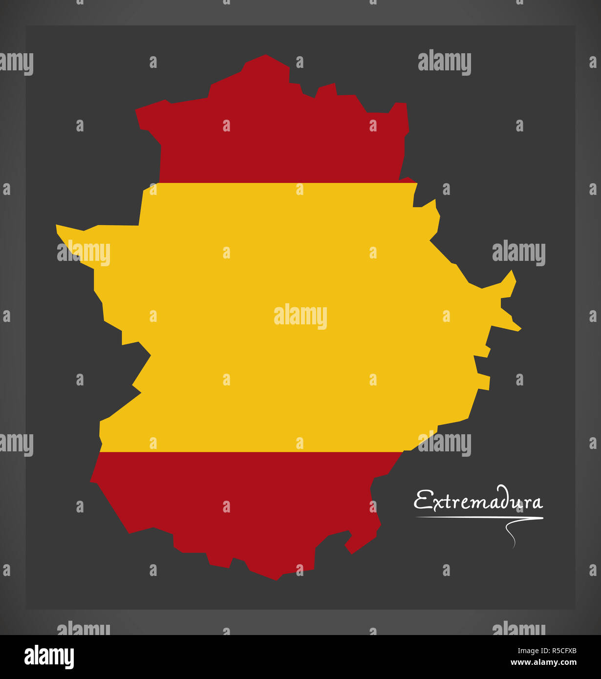 Extremadura map with Spanish national flag illustration Stock Photo - Alamy
