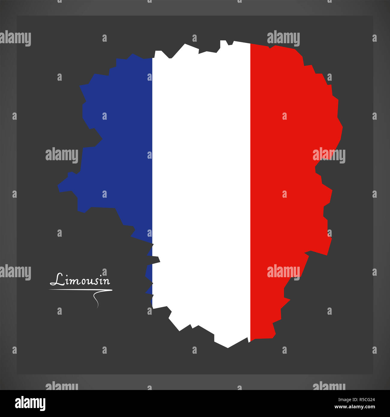 Limousin map with French national flag illustration Stock Photo - Alamy
