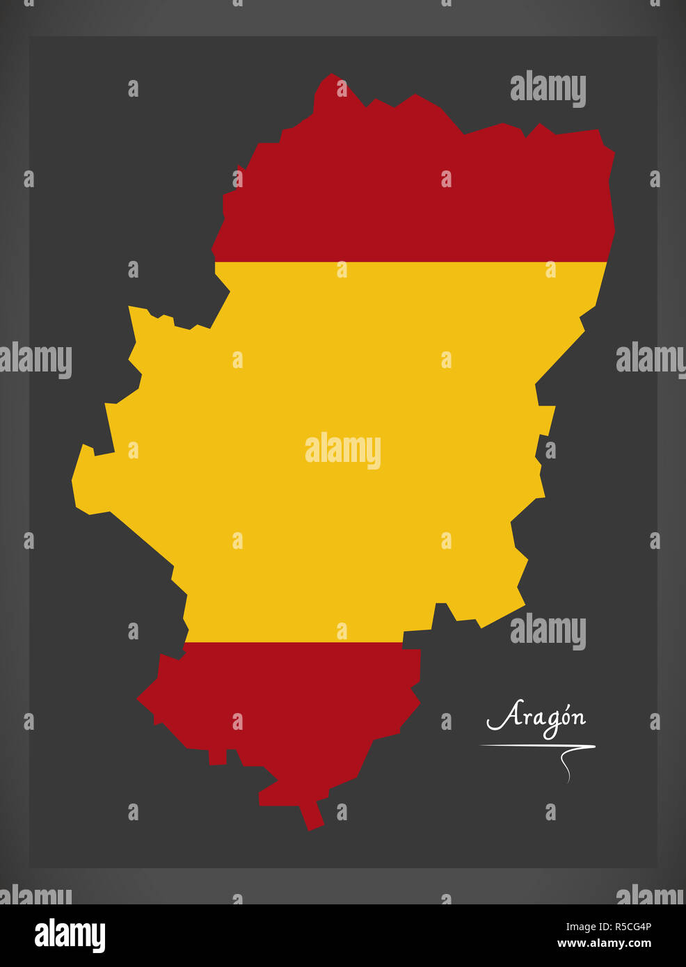 Aragon map with Spanish national flag illustration Stock Photo - Alamy