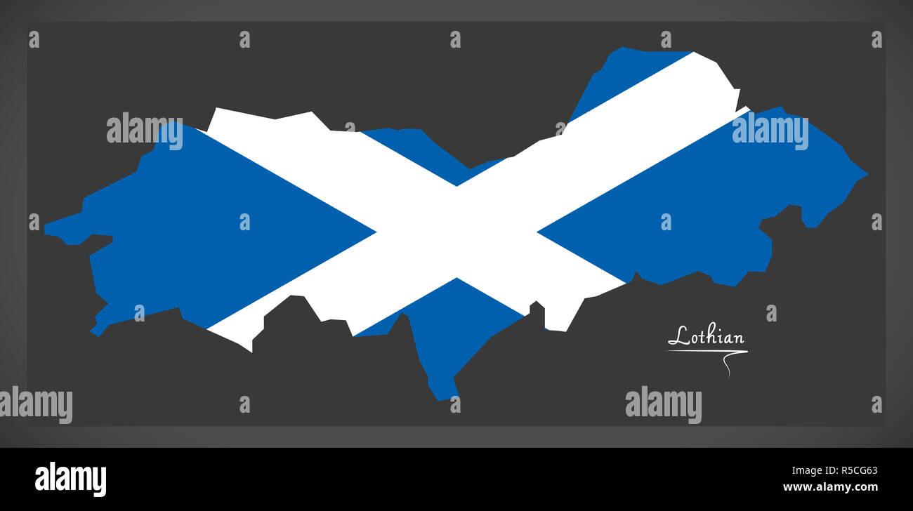 Lothian map with Scottish national flag illustration Stock Photo - Alamy
