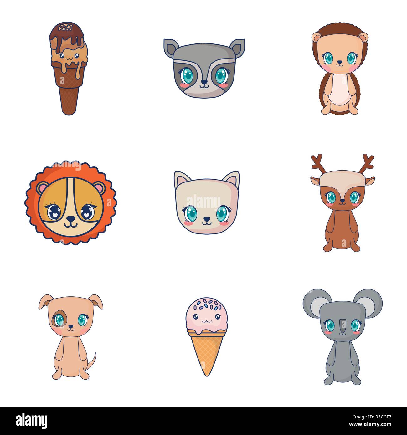 sweet and adorable kawaii set characters vector illustration design ...