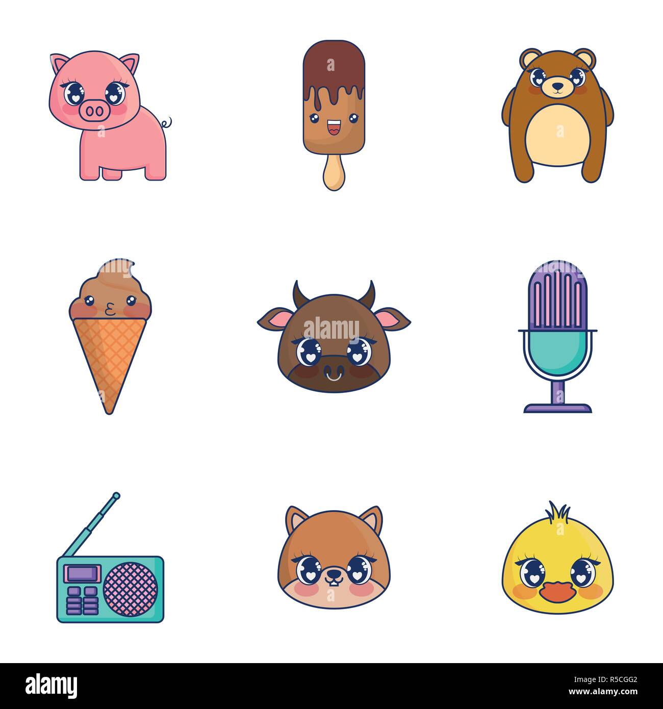 sweet and adorable kawaii set characters vector illustration design ...