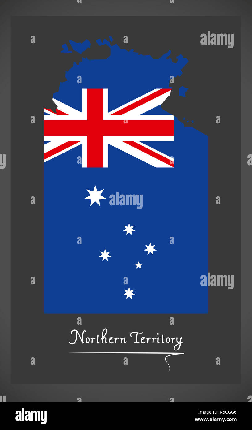 Northern Territory map with Australian national flag illustration Stock ...