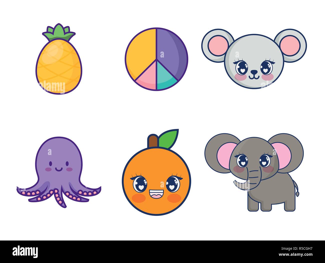 sweet and adorable kawaii set characters vector illustration design ...
