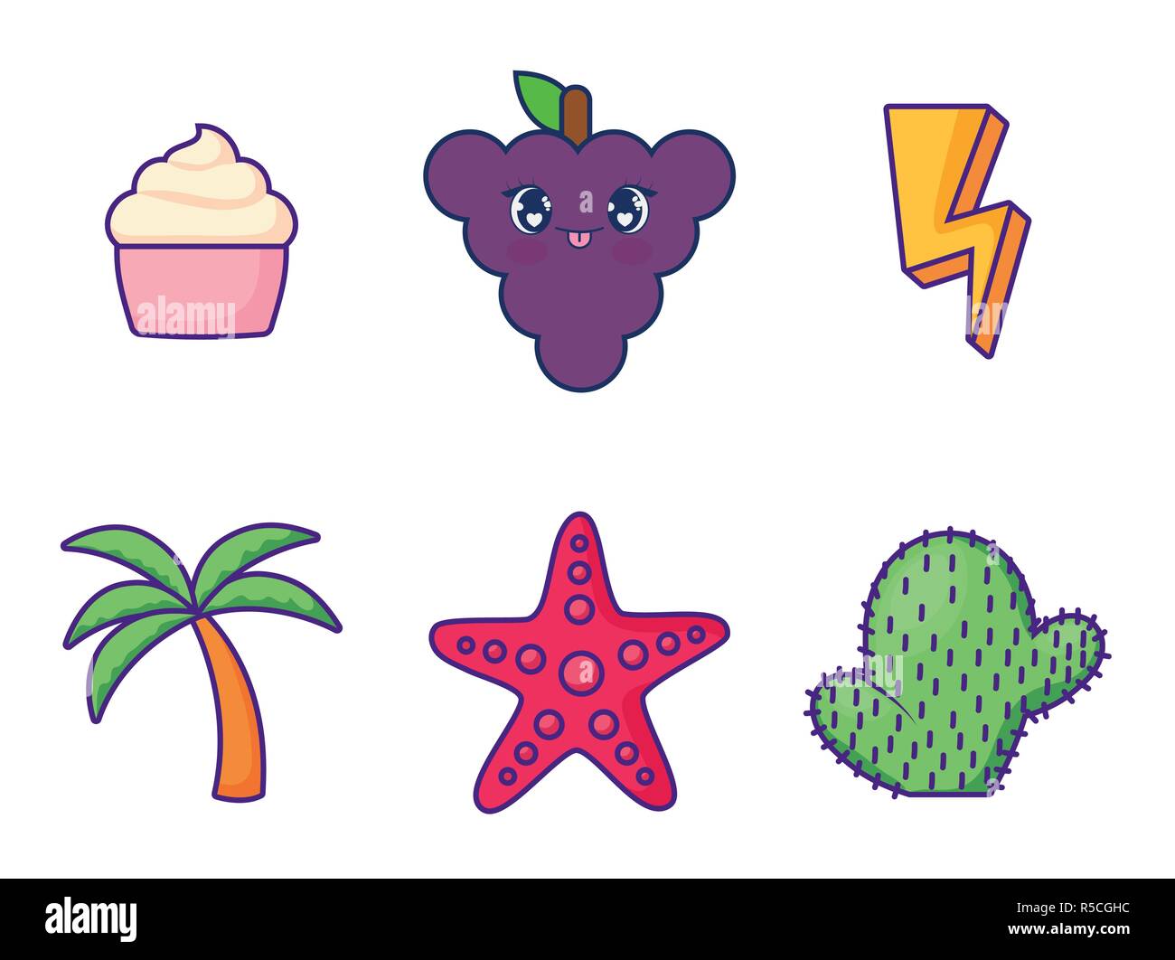 sweet and adorable kawaii set characters vector illustration design ...