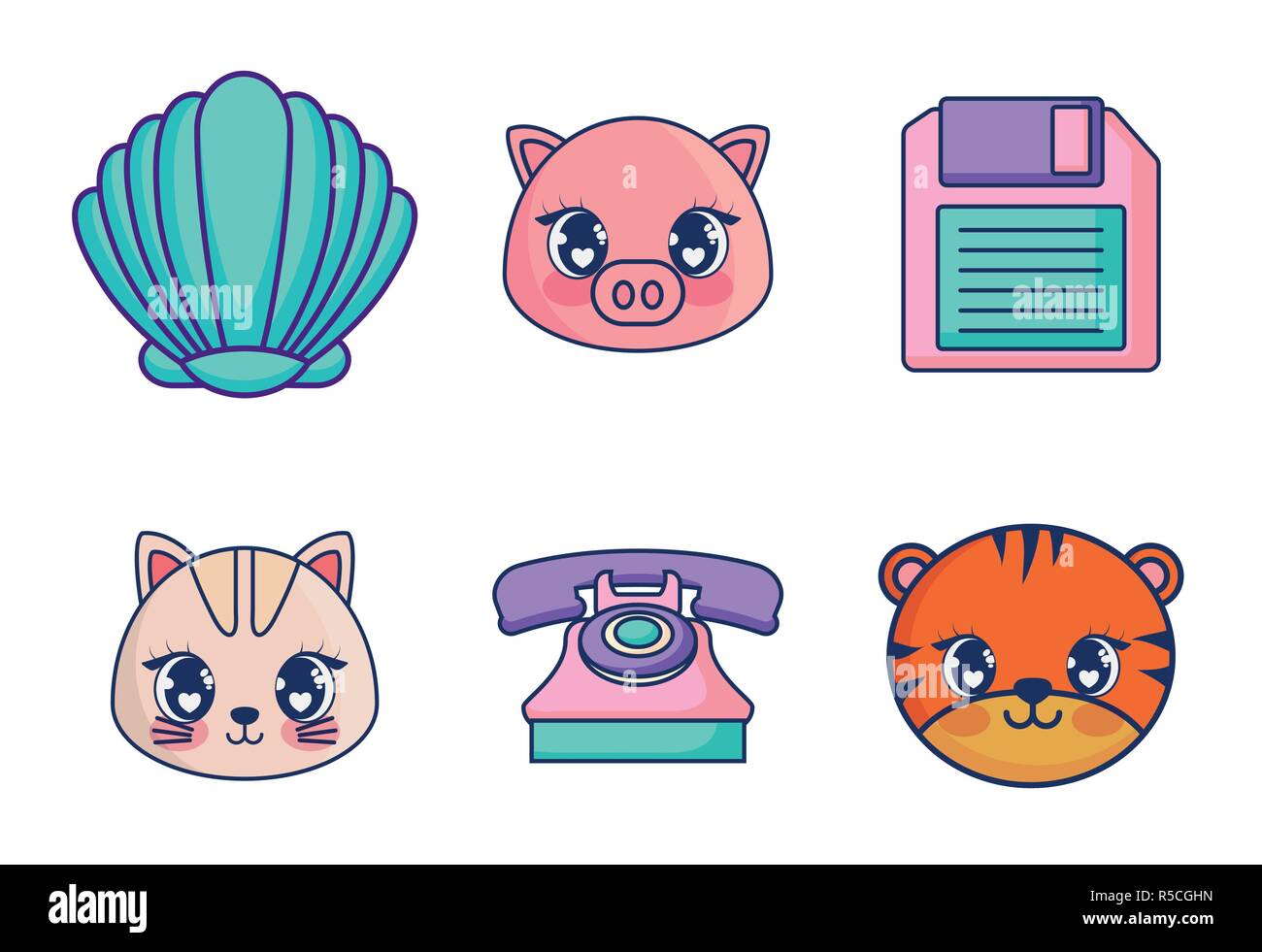 sweet and adorable kawaii set characters vector illustration design ...