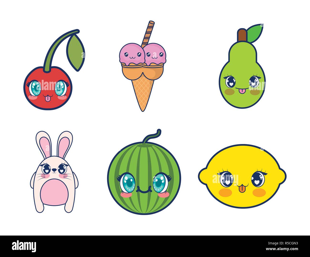 sweet and adorable kawaii set characters vector illustration design ...
