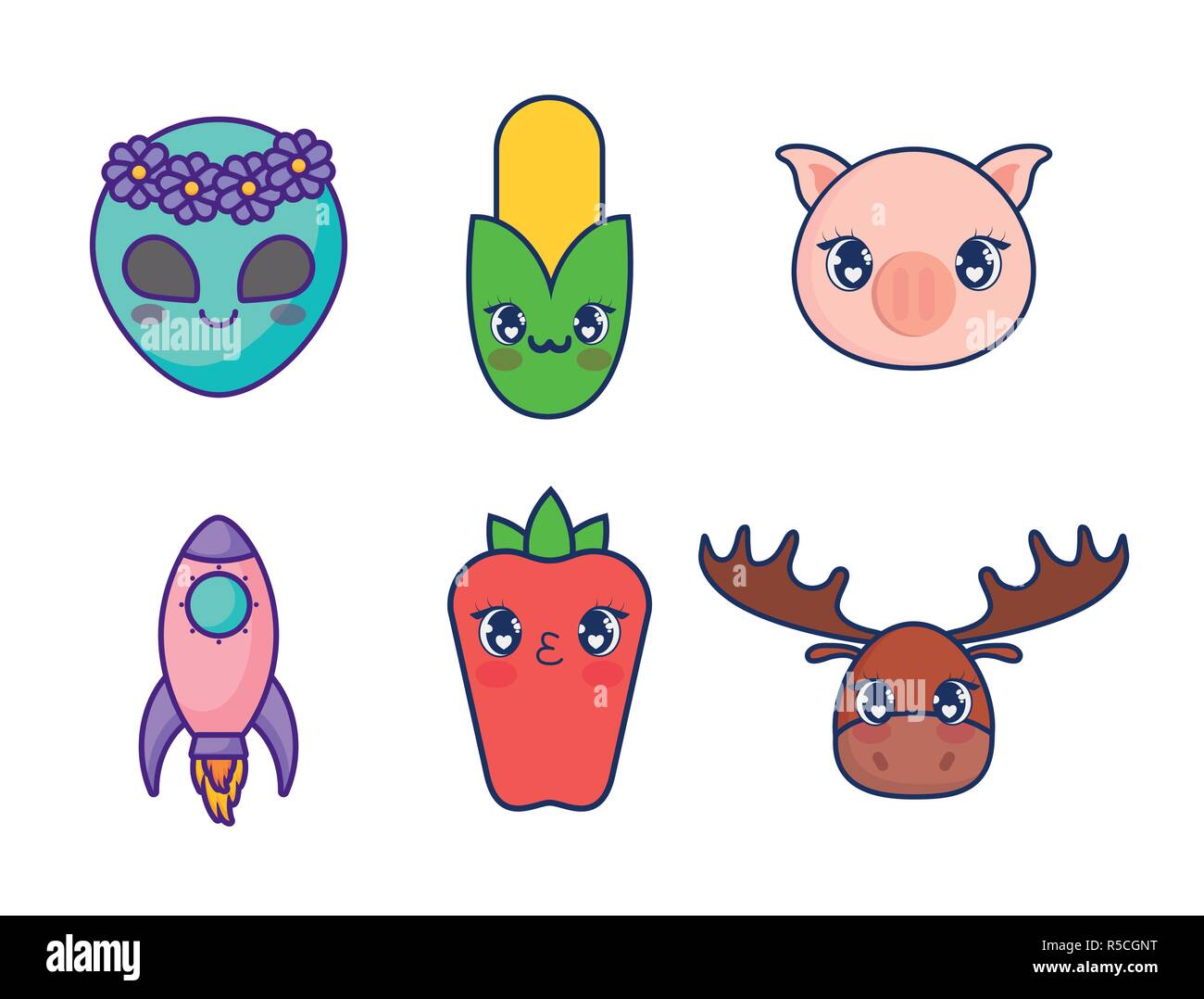 sweet and adorable kawaii set characters vector illustration design ...