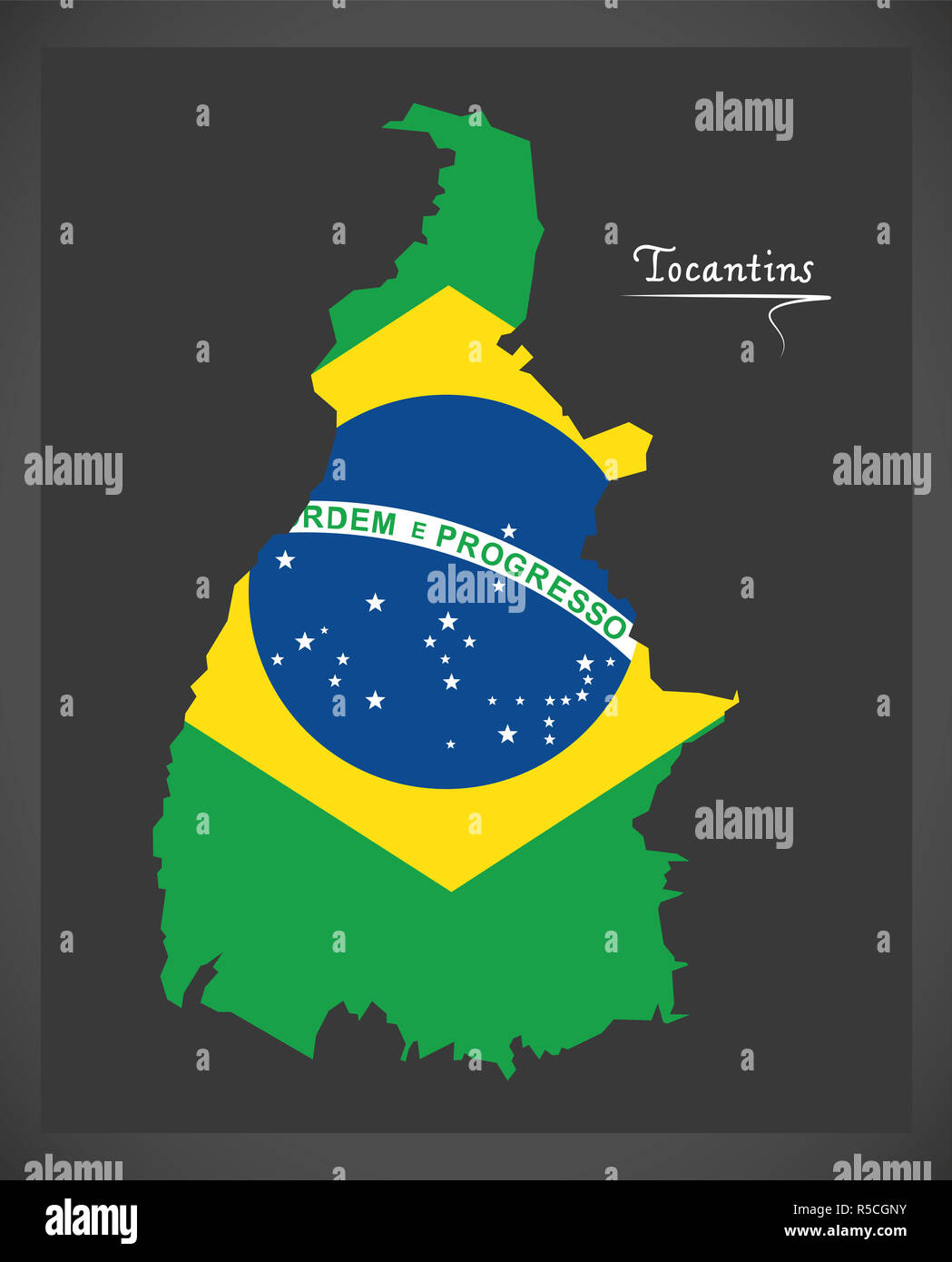 Tocantins map with Brazilian national flag illustration Stock Photo - Alamy