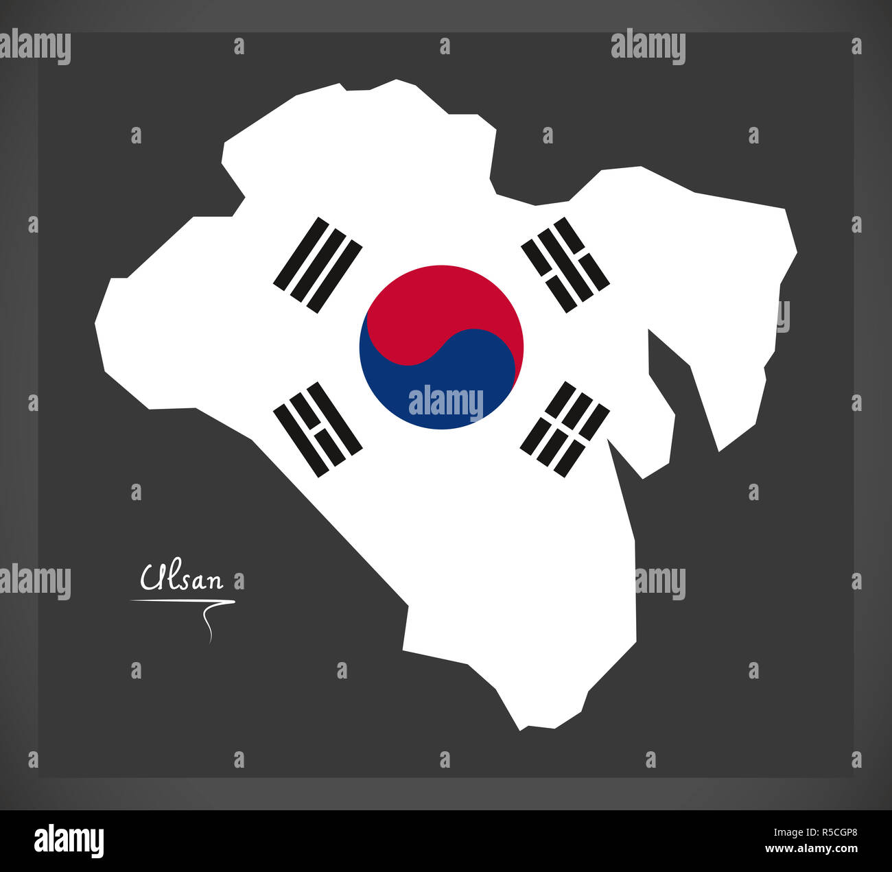 Ulsan map with South Korean national flag illustration Stock Photo - Alamy