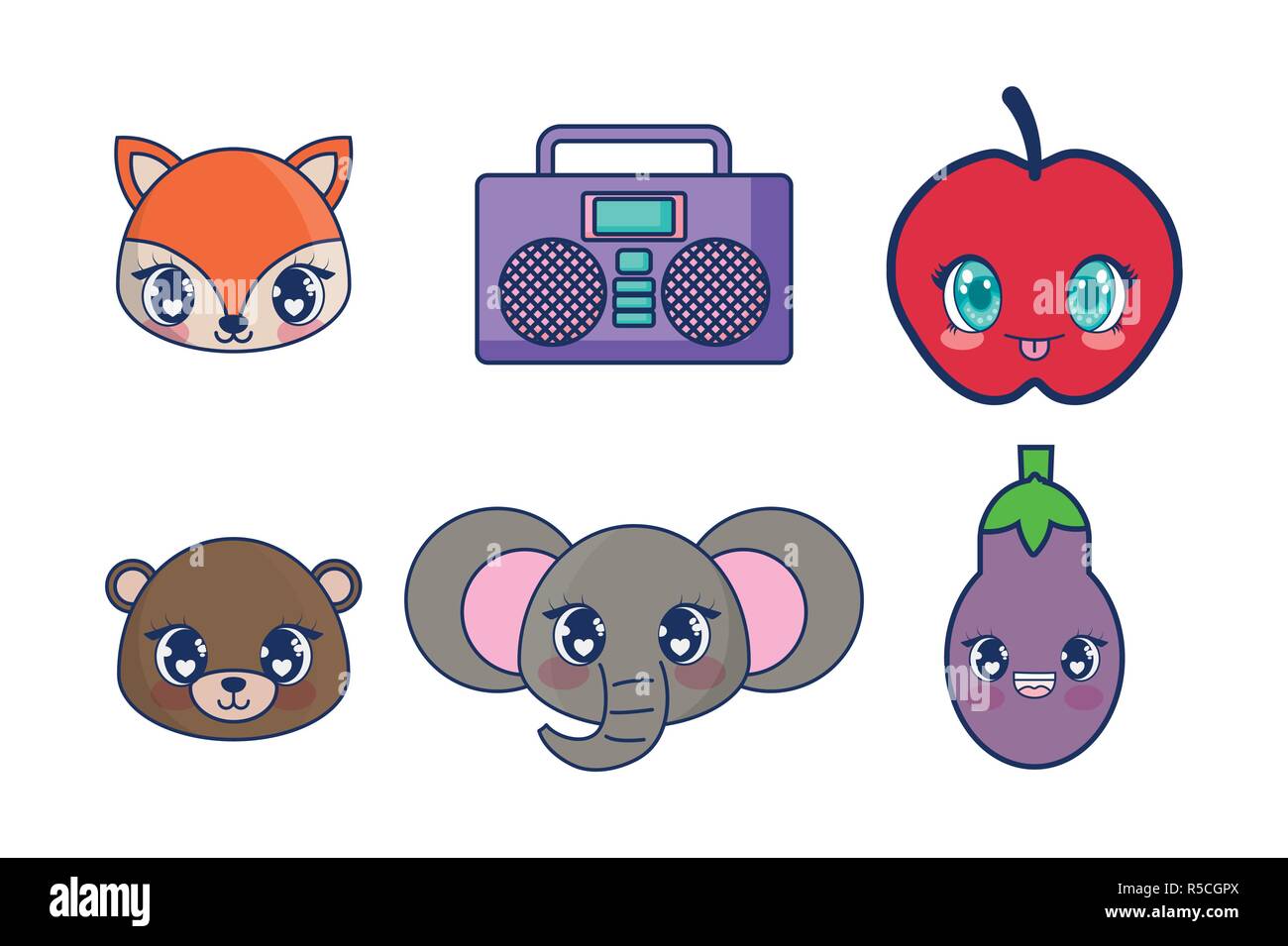 sweet and adorable kawaii set characters vector illustration design ...