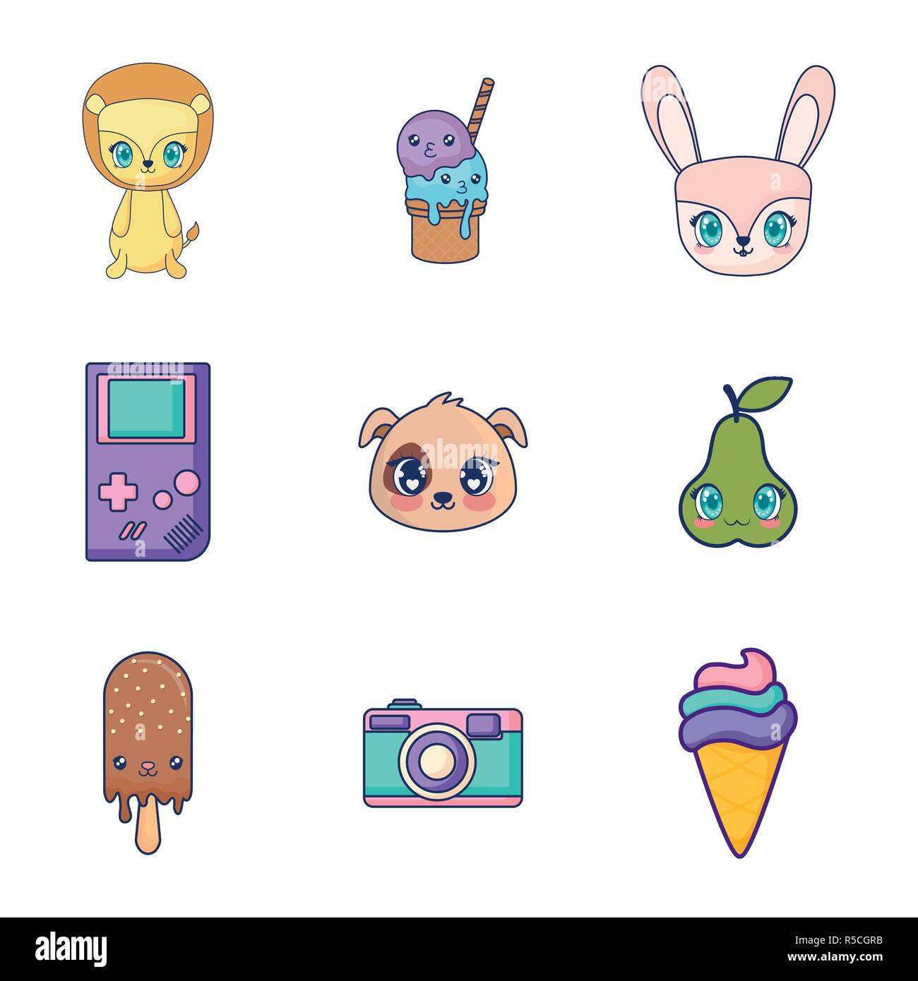sweet and adorable kawaii set characters vector illustration design ...