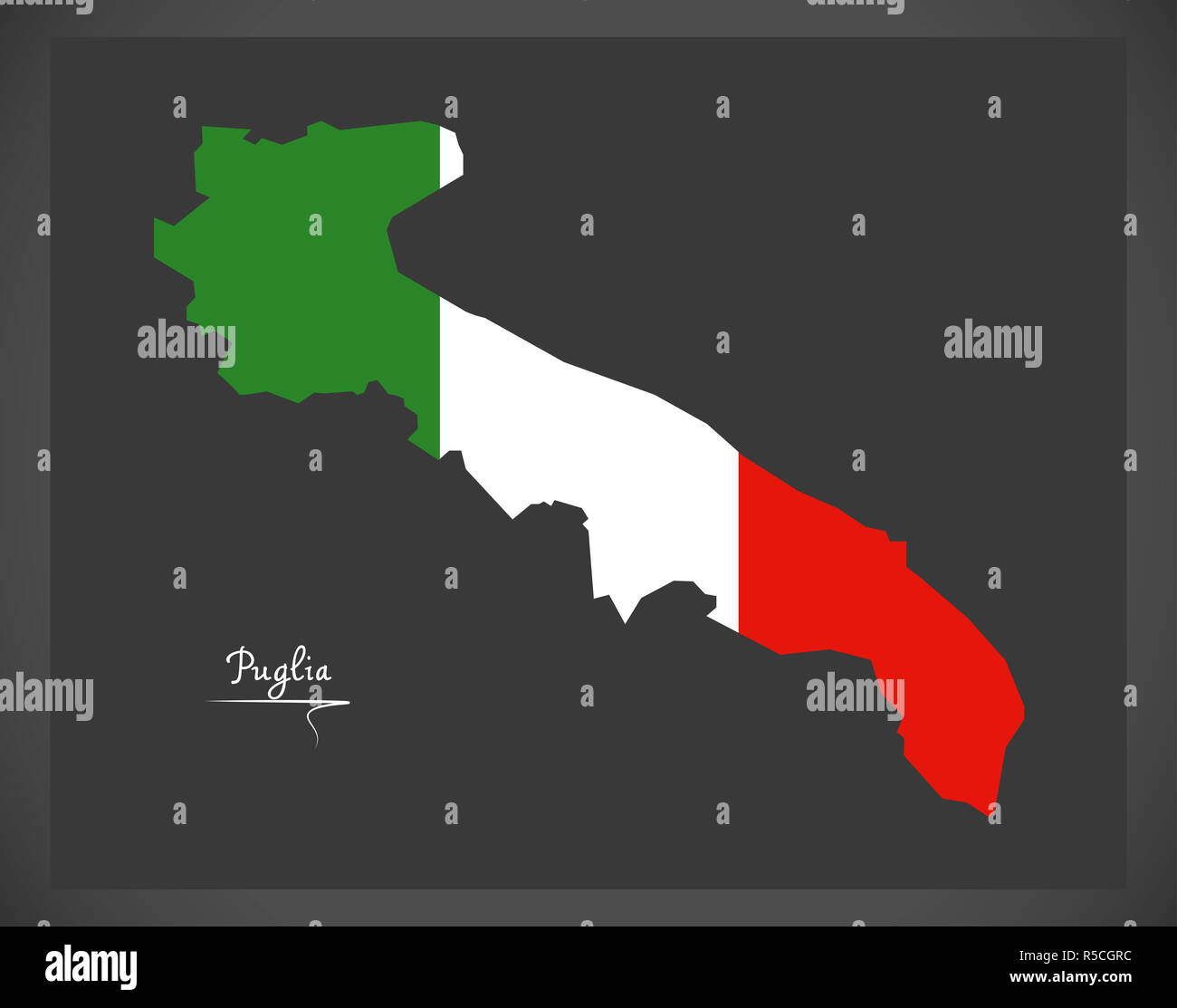 Puglia map with Italian national flag illustration Stock Photo - Alamy