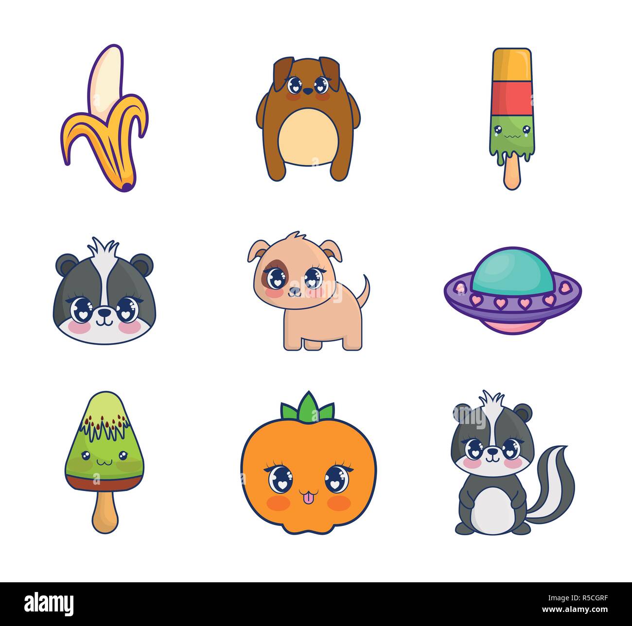 sweet and adorable kawaii set characters vector illustration design ...